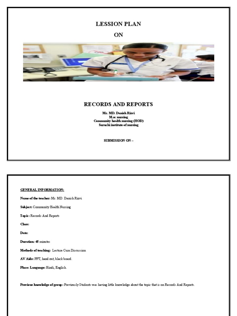 Lassion Paln RECORDS AND REPOTS | PDF | Nursing | Health Care