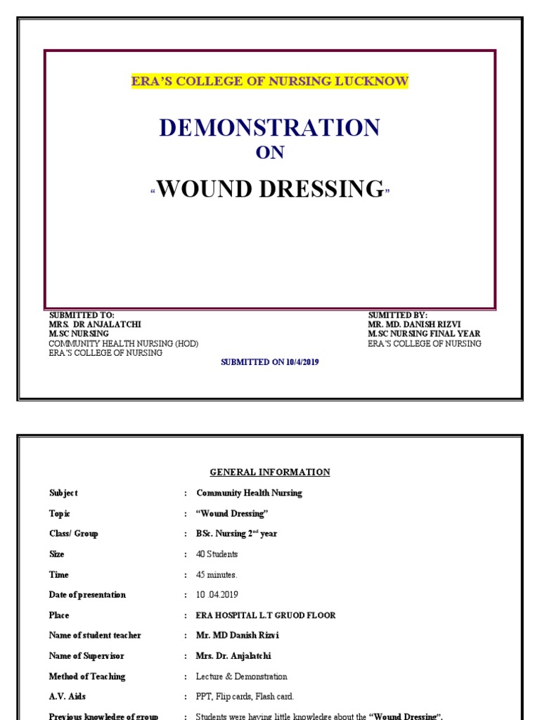 Wound Dressing Demonstration Guide | PDF | Wound | Nursing