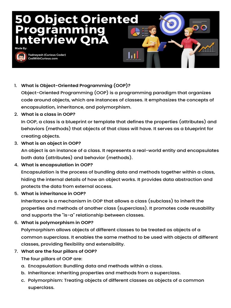 50 Oop Interview Qna Pdf Inheritance Object Oriented Programming Method Computer 