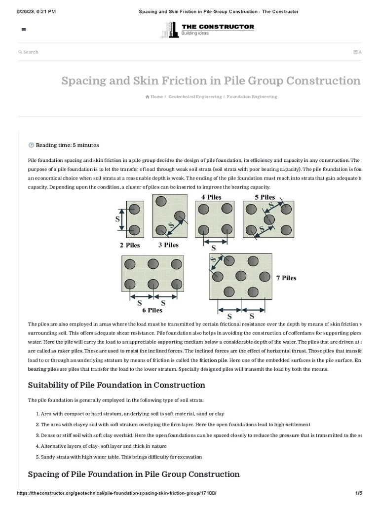 Spacing and Skin Friction in Pile Group Construction - The Constructor ...