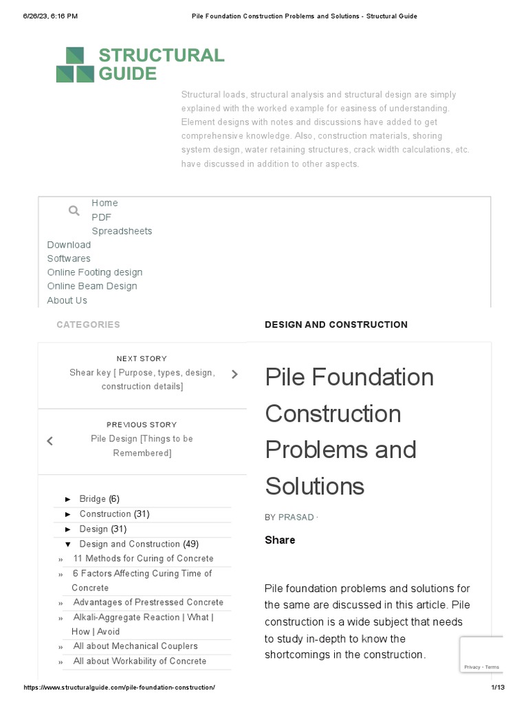 Pile Foundation Construction Problems and Solutions - Structural Guide ...