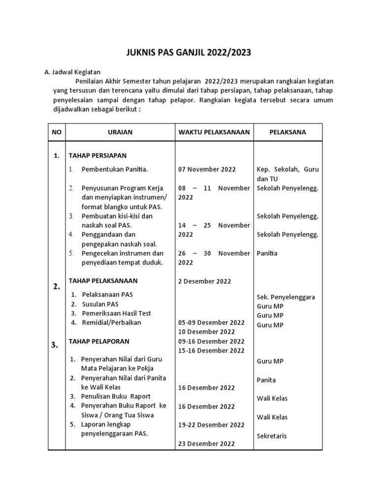 Jadwal PAS Ganjil 2022/2023 | PDF