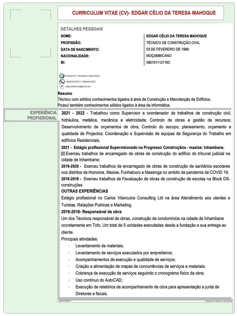Curriculum - Edgar | PDF | Engenharia