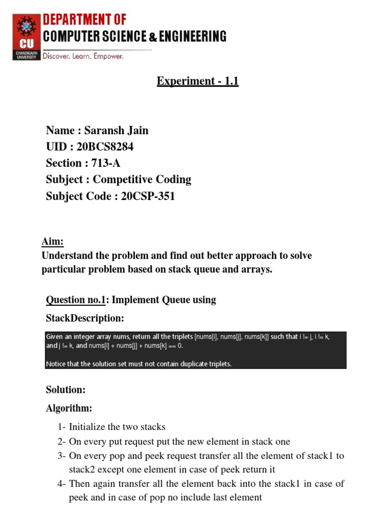 CC Worksheet_1.1 - 20BCS8284 | PDF | Queue (Abstract Data Type ...