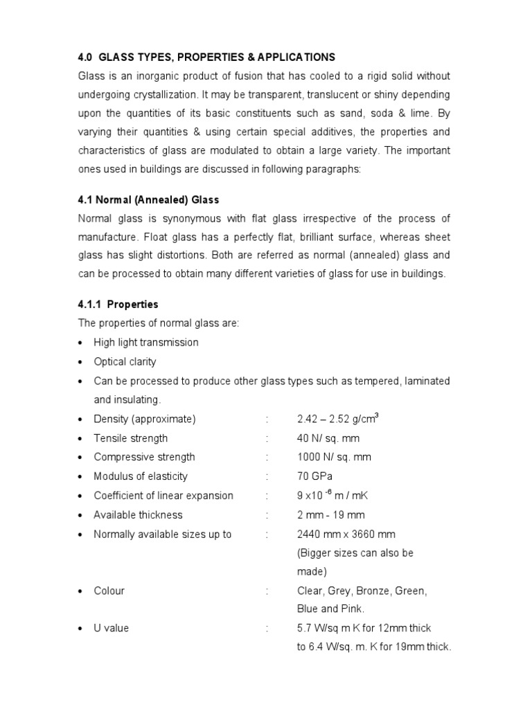 Annealed Glass Properties 1 | PDF | Glasses | Window