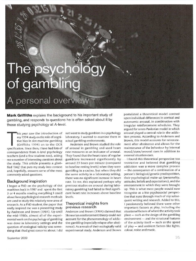 Griffiths M D 2009 The Psychology of Gambling | PDF