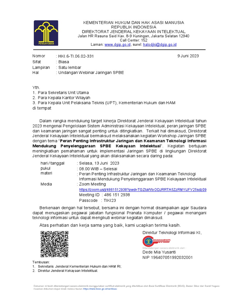 Undangan Webinar Jaringan SPBE | PDF