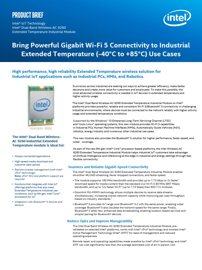AC 9260 Extended Temperature Dual-Band-Wireless-Ac-9260-Iot-Brief | PDF ...