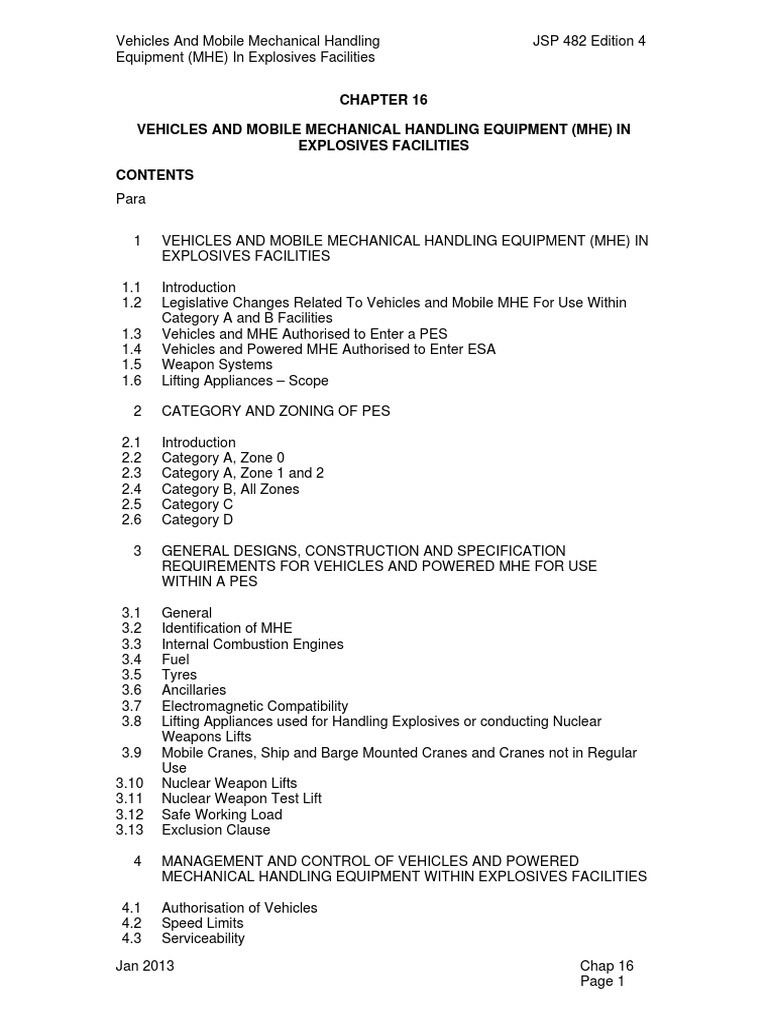 MHE Regulations in Explosives Facilities | PDF | Crane (Machine ...