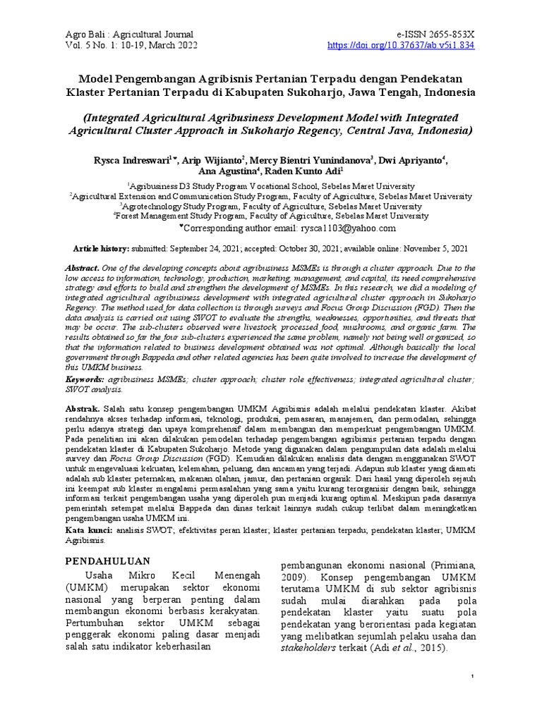 Integrated Agricultural Agribusiness Development Model With Integrated ...