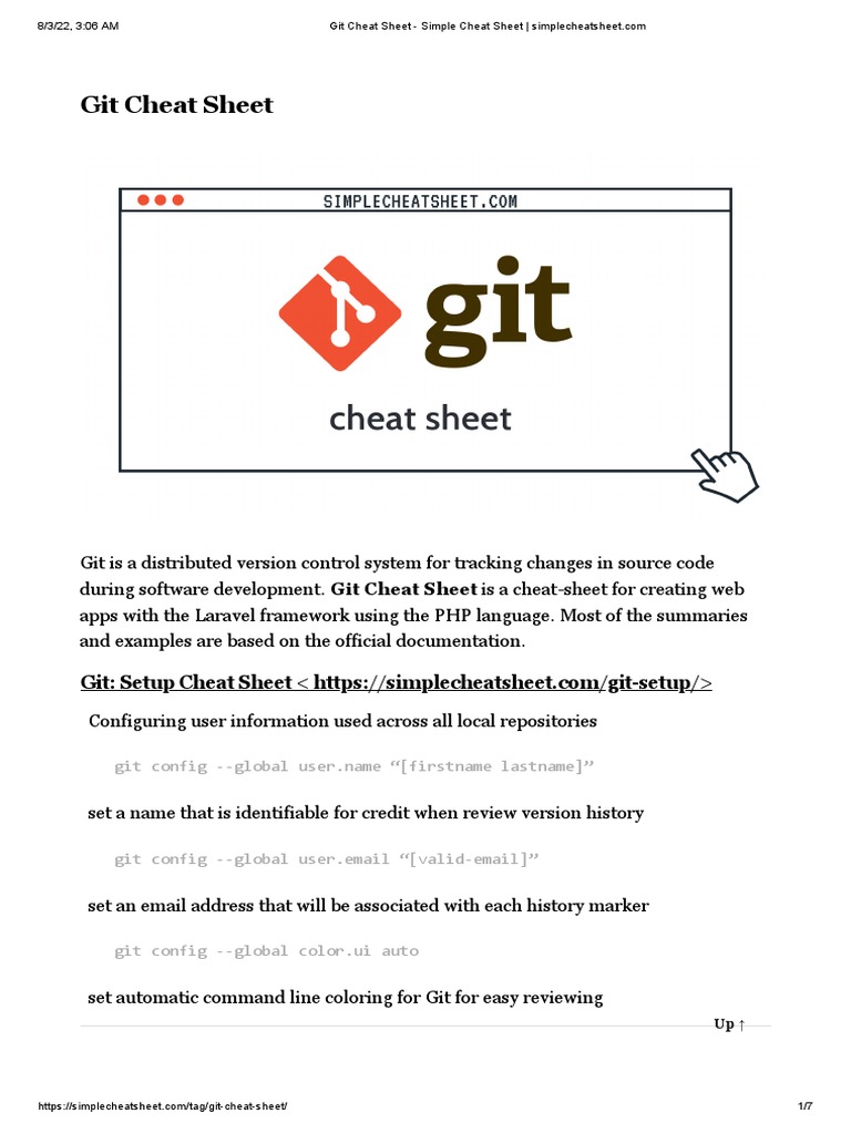 Git Cheat Sheet Simple Cheat Sheet Pdf Version Control Computer File