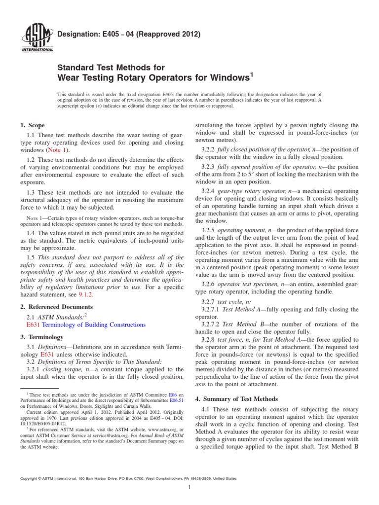 E405-04 (2012) Standard Test Methods For Wear Testing Rotary Operators ...