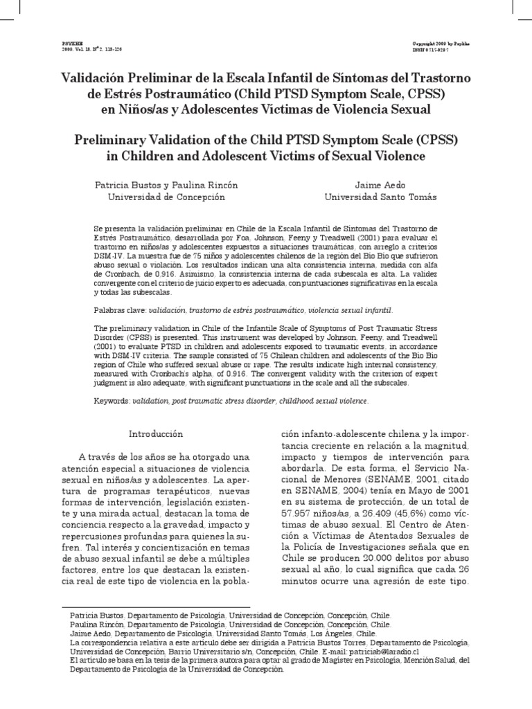 Escala de CPSS | PDF | Trauma psicólogico | Violación