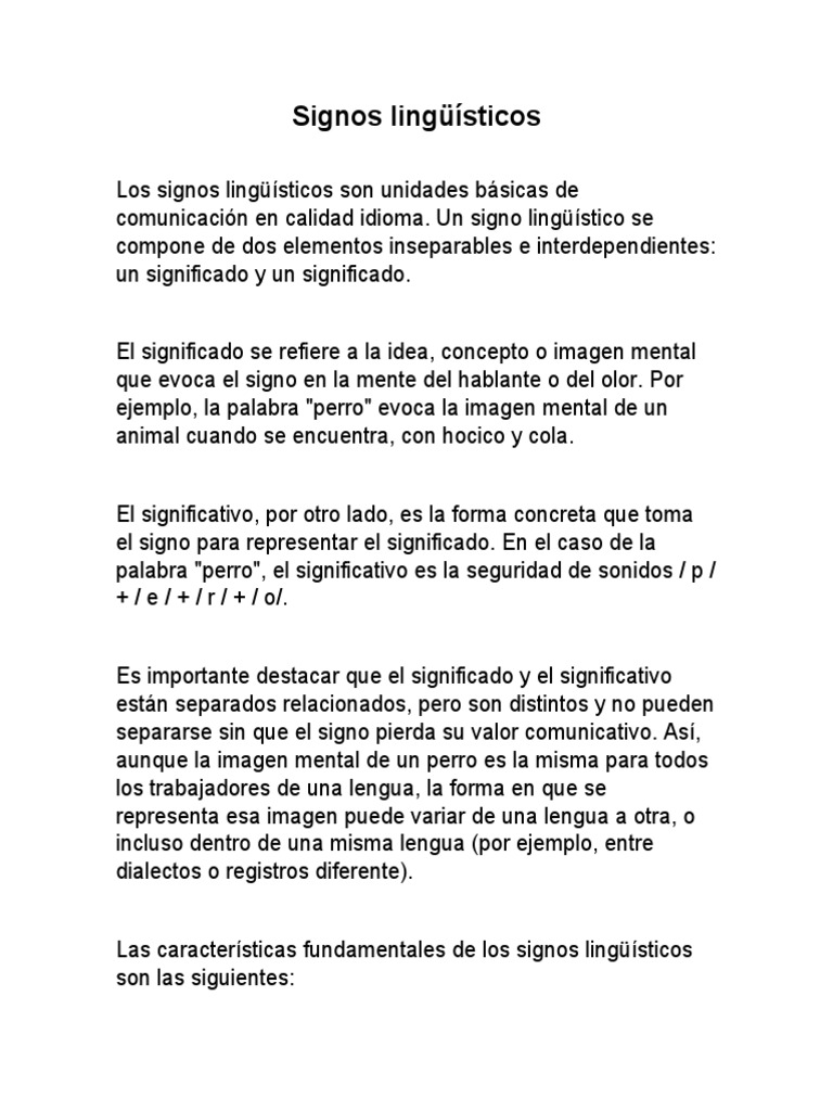 Signos lingüísticos: definición y ejemplos | PDF | Comunicación | Palabra