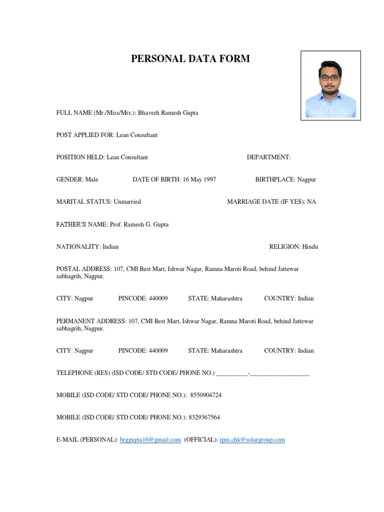 Team Member Form | PDF