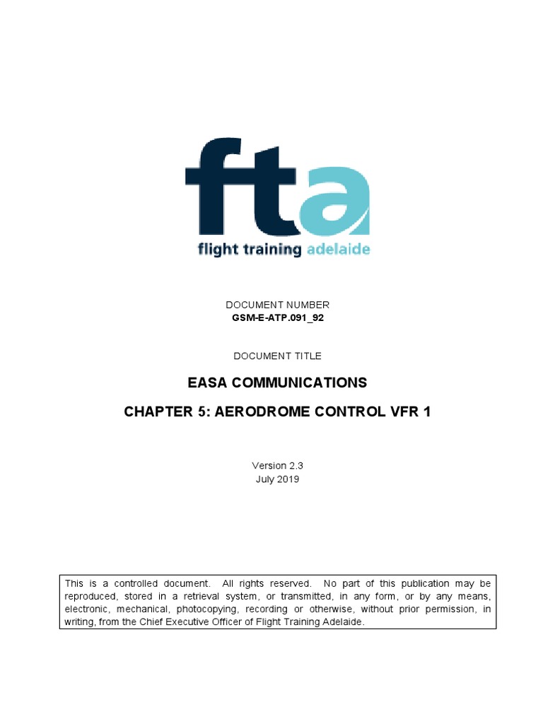 Chapter 5 (Aerodrome Control VFR 1) | PDF | Air Traffic Control ...