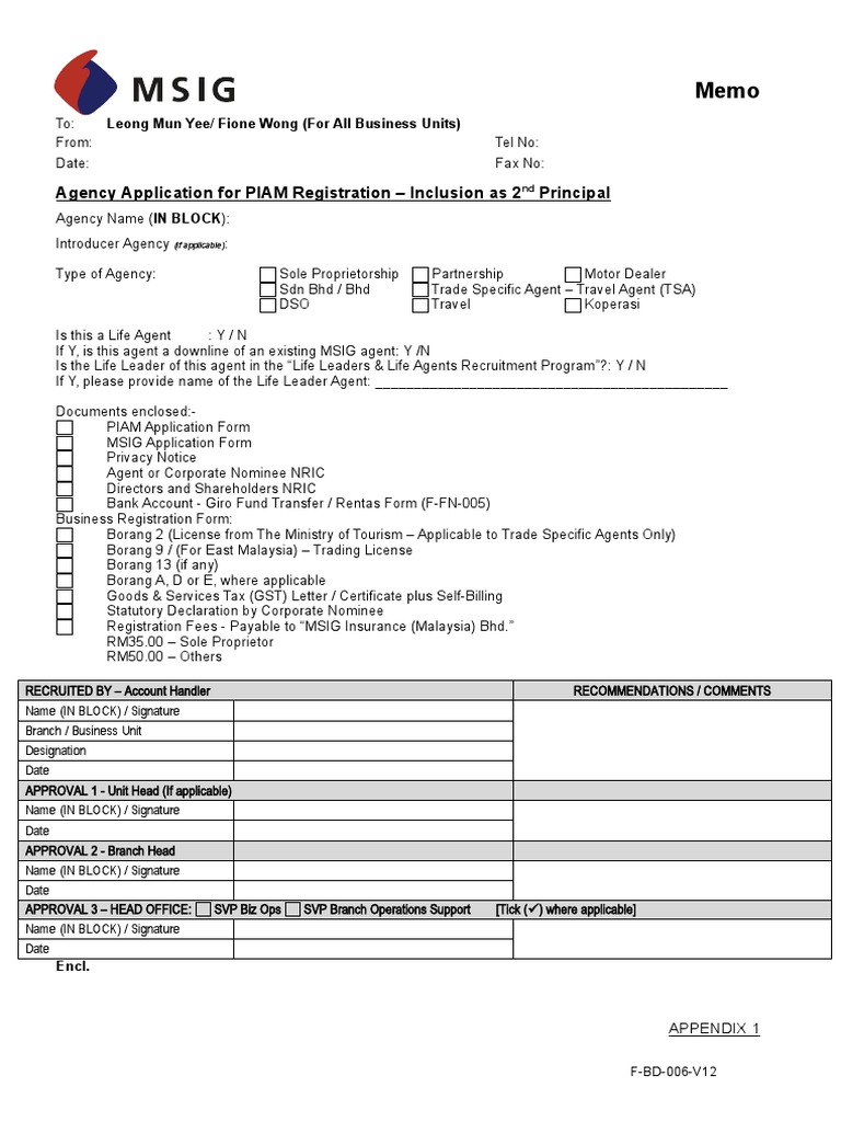 F-BD-006-V12 Memo - Agency Application For PIAM Registraton - Inclusion ...