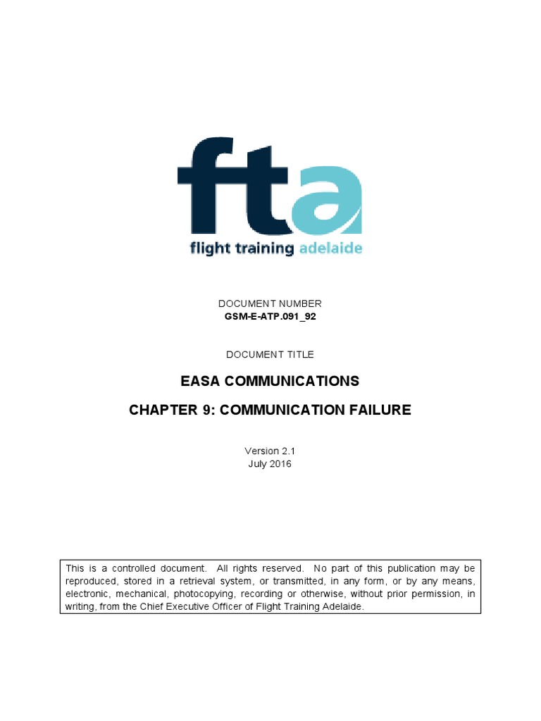 Chapter 9 (Communication Failure) | PDF | Transponder (Aeronautics) | Instrument Flight Rules