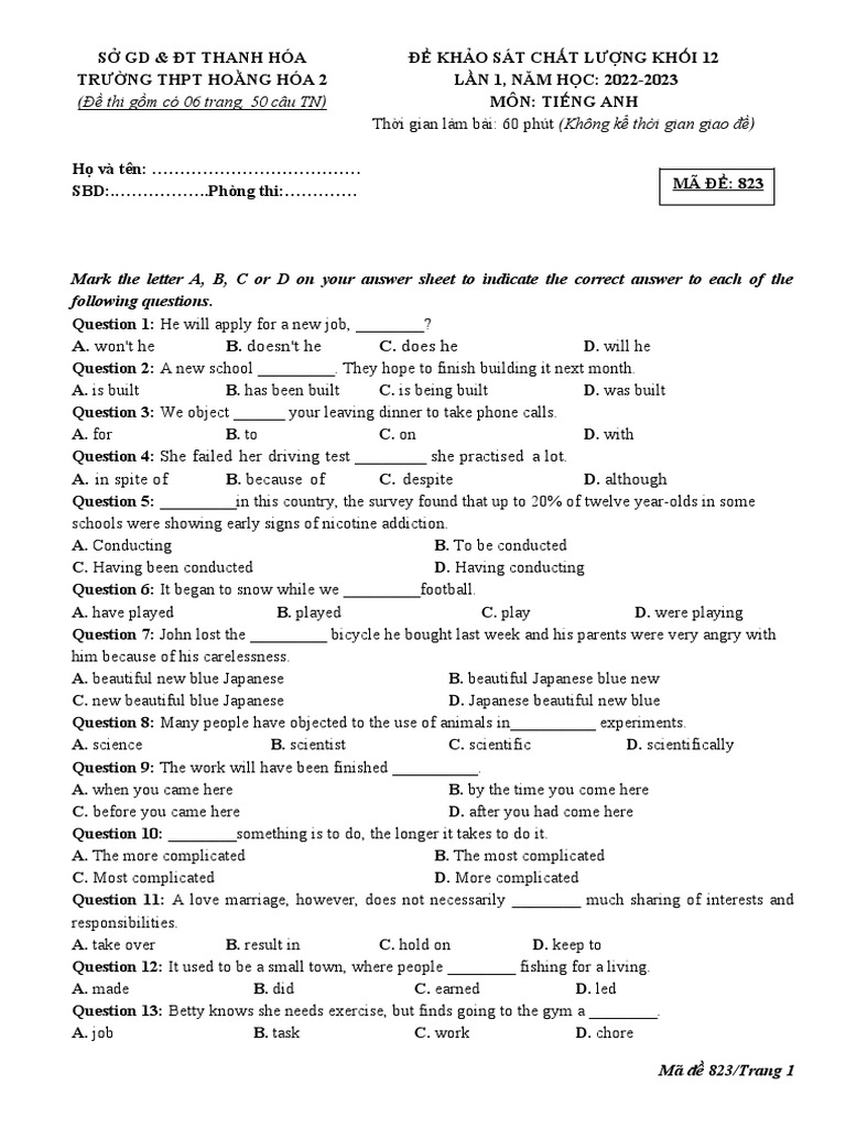 12th Grade English Quality Assessment 2023 | PDF | 3 D Computer ...
