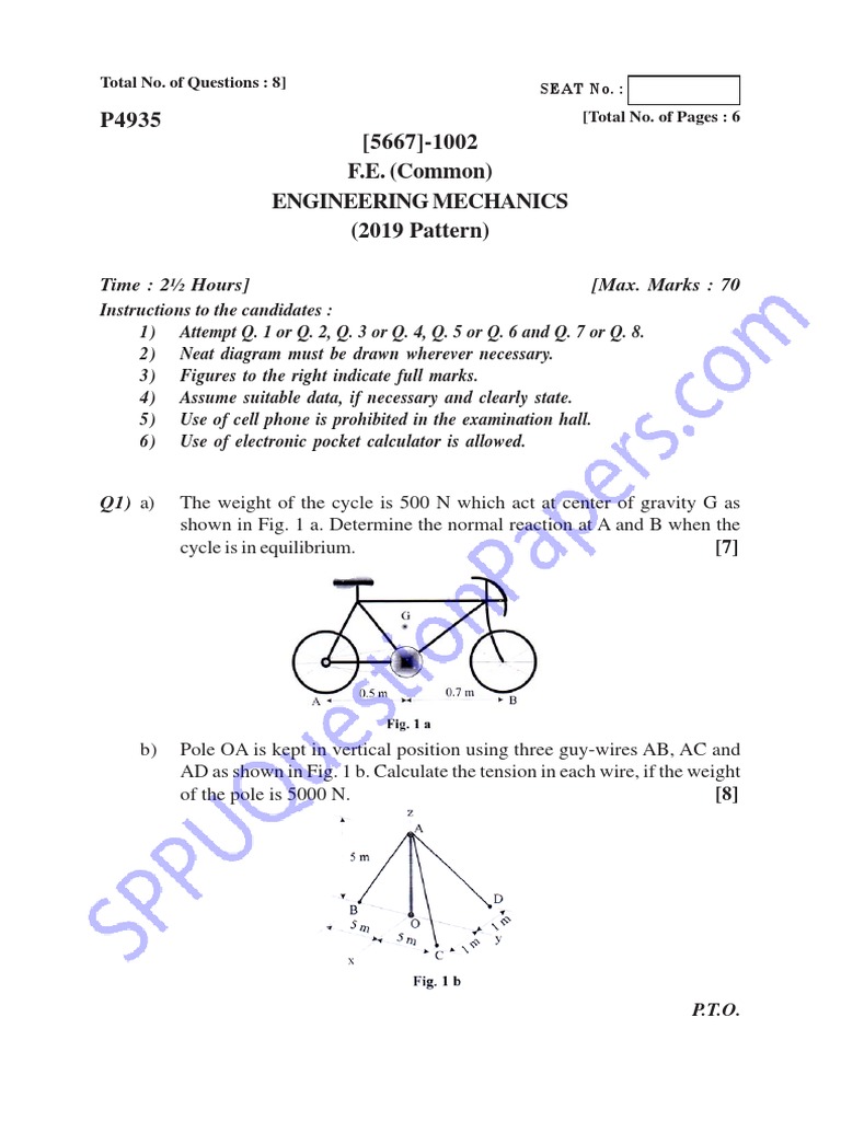 Engineering Mechanics Exam Guide | PDF | Acceleration | Force
