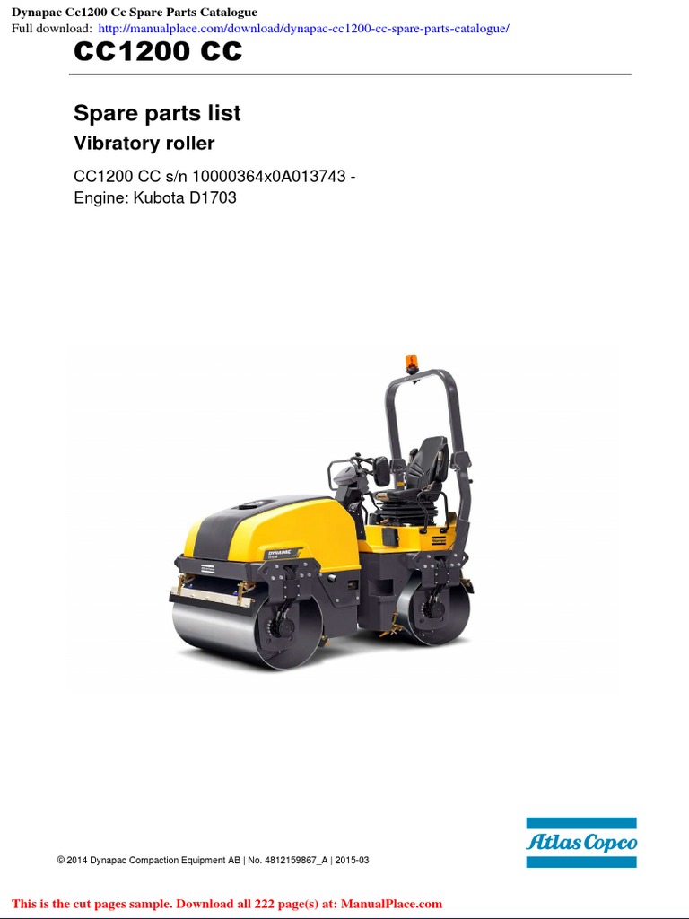 Dynapac Cc1200 CC Spare Parts Catalogue | PDF | Marine Propulsion | Engines