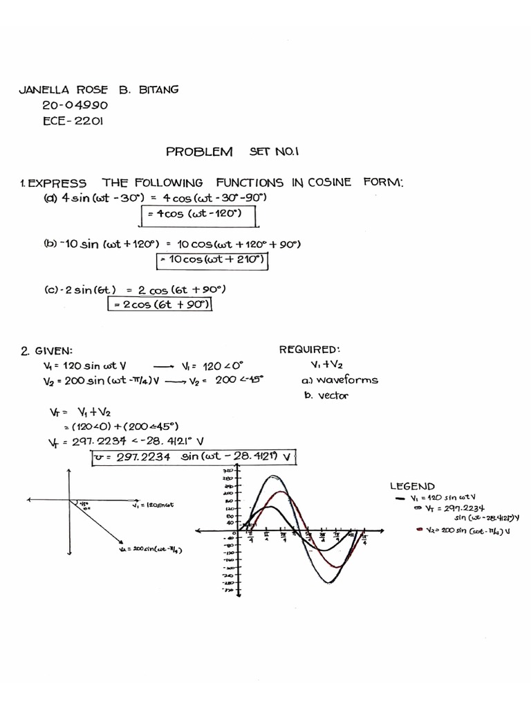 Bitang JRB Circuits-II PSET-1 | PDF