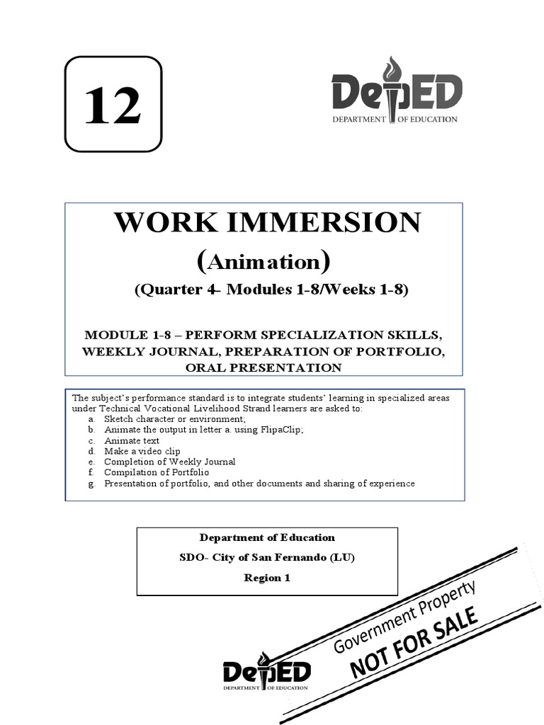 Animation Immersion Module | PDF | Learning | Curriculum
