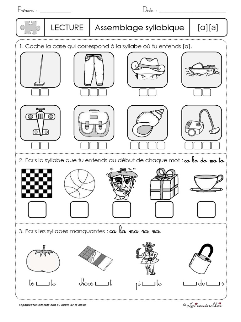 Exercices d'Assemblage Syllabique | PDF