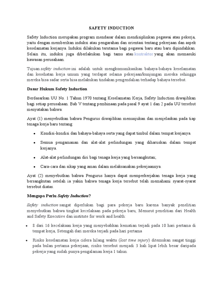 Safety Induction | PDF
