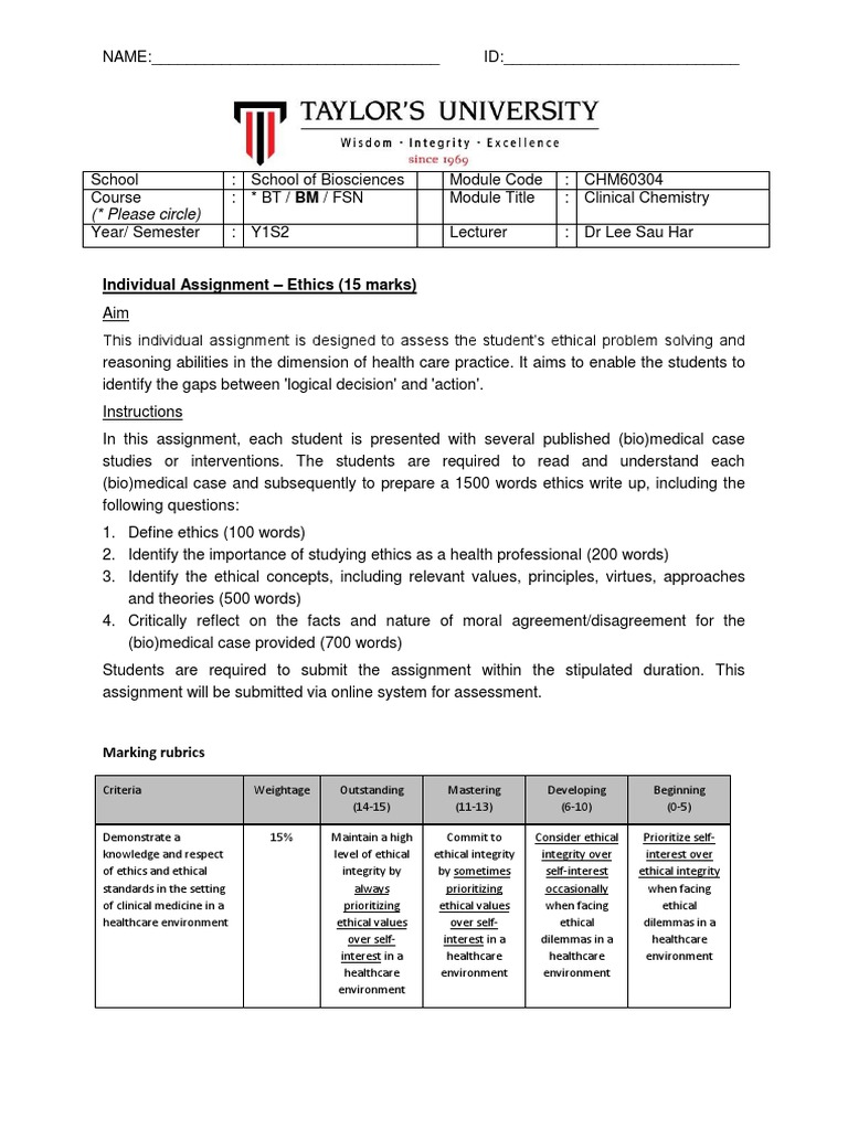 Individual Assignment - Ethics | PDF | Integrity | Health Care Individual Assignment - Ethics | PDF | Integrity | Health Care