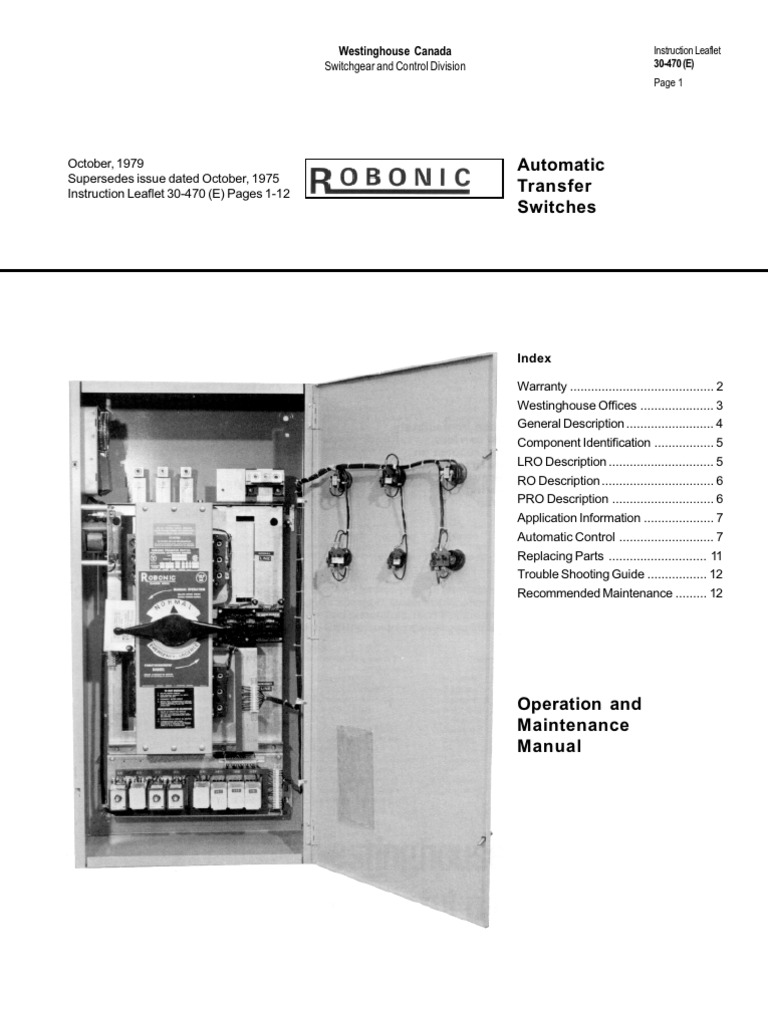 Old Robonic 1979 Operating Manual | PDF | Relay | Switch