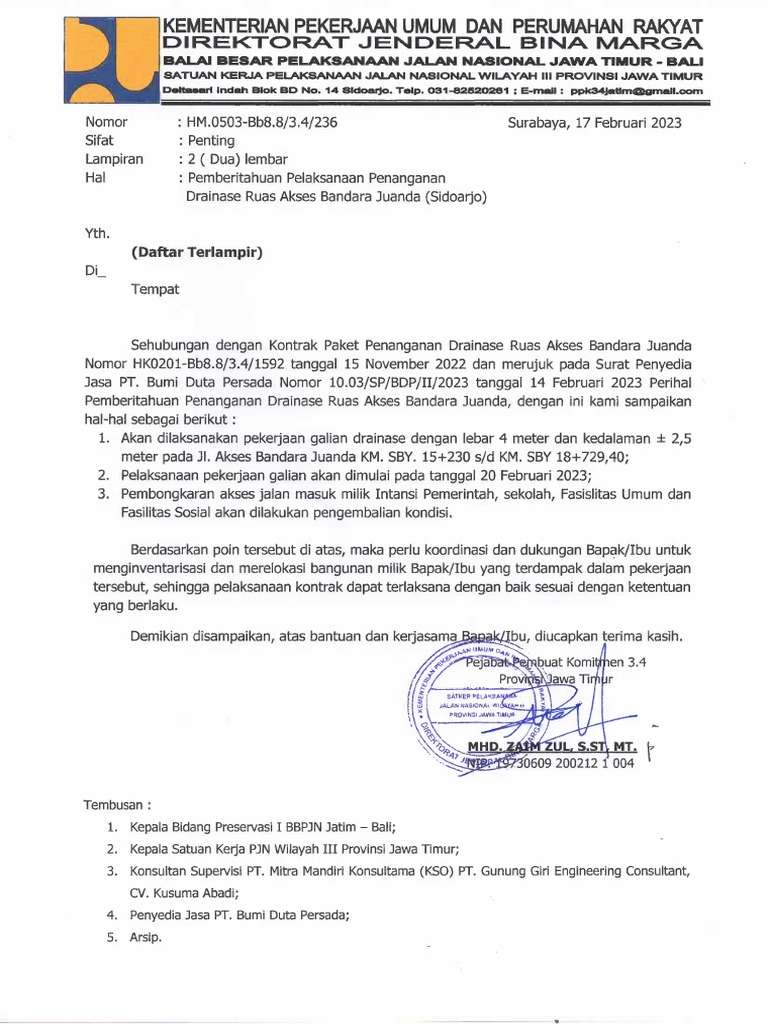 Surat Pemberitahuan Penaganan BDP | PDF