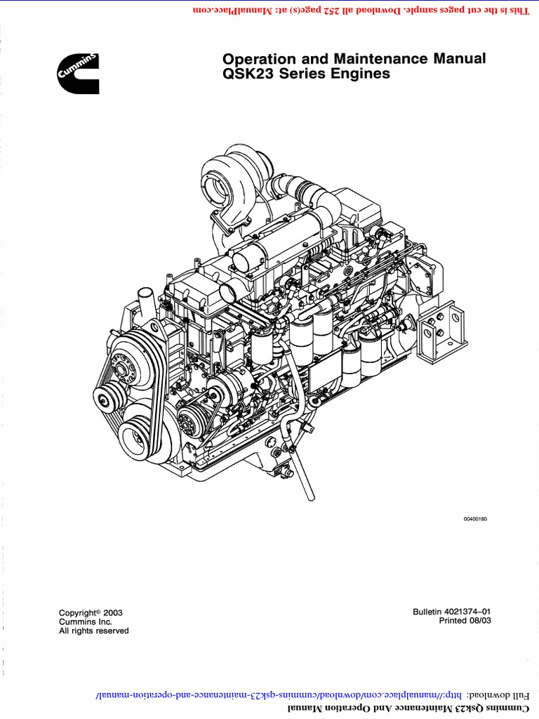 Cummins Qsk23 Maintenance and Operation Manual | PDF