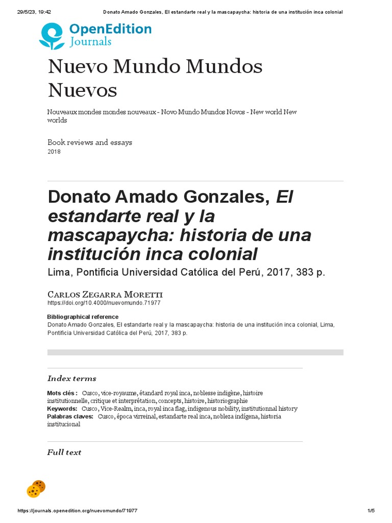 Donato Amado Gonzales, El Estandarte Real y La Mascapaycha - Historia ...