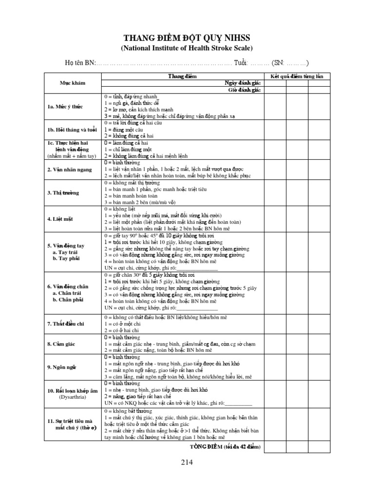 668 - 15.6 Thang Diem NIHSS Mrankin | PDF