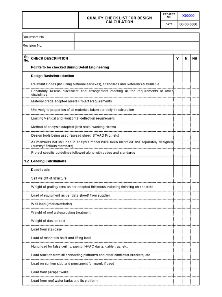Quality Checklists Design | PDF | Snow | Beam (Structure)