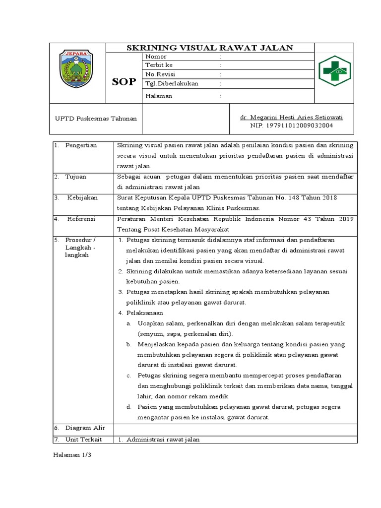 Sop Skrining Visual | PDF