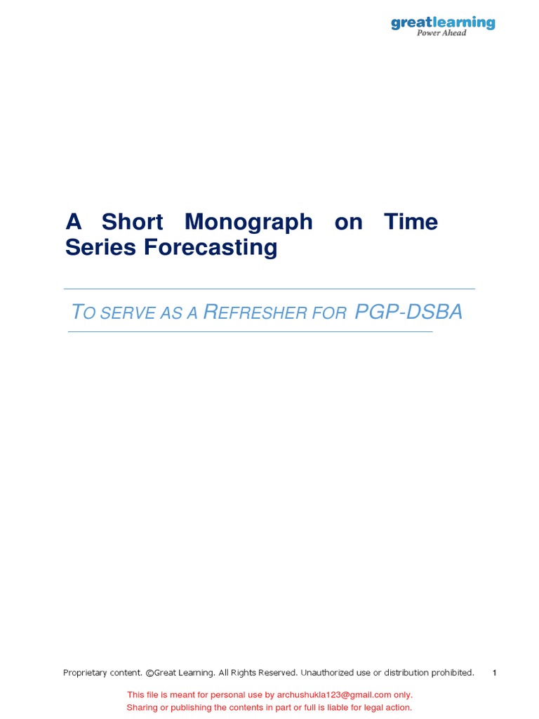 Time+Series+Forecasting Monograph | PDF | Stationary Process | Time Series