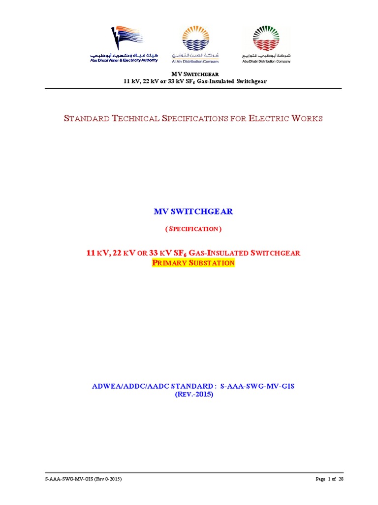 S-AAA-SWG-MV-GIS (Rev.0-2015) | PDF | Transformer | Insulator (Electricity)