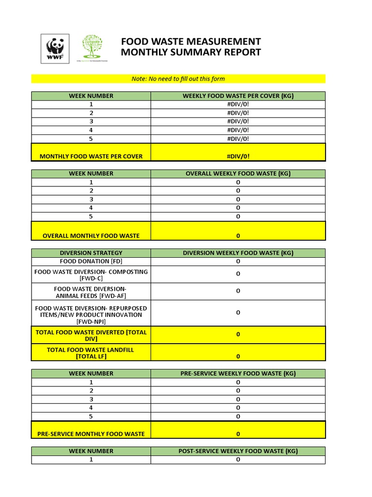 Blank Food Waste Tracker Version 3 | PDF | Waste | Materials