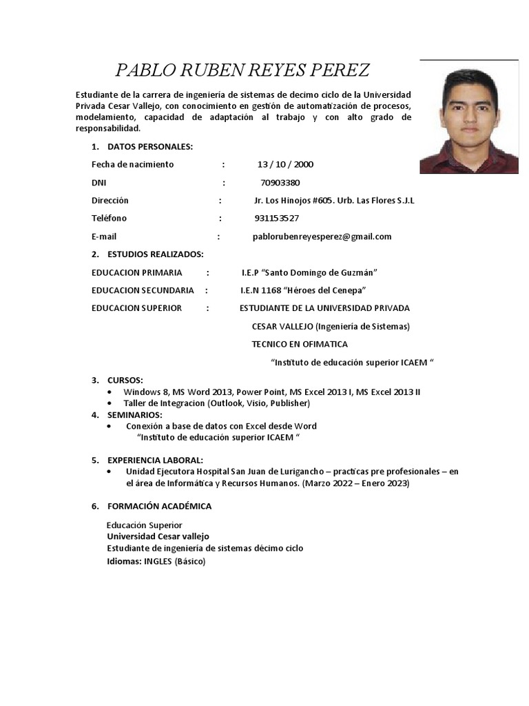 CV - Reyes Perez Pablo - 2023 | PDF