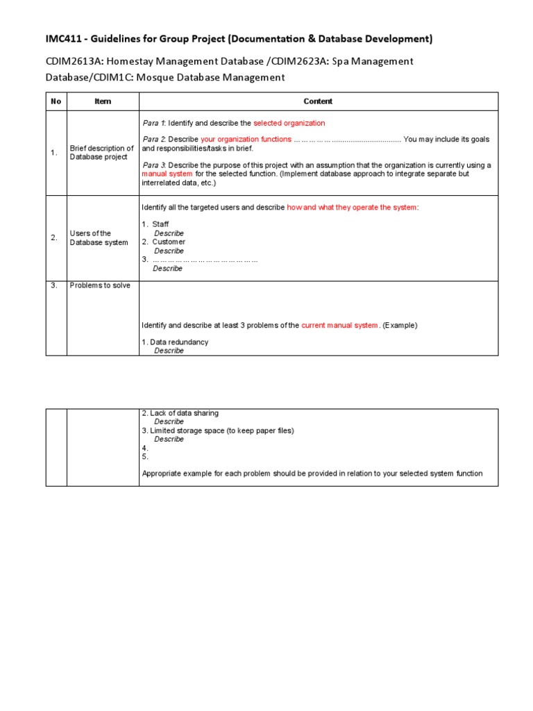 IMC411 Guidelines For Group Project | PDF | Databases | Information Science