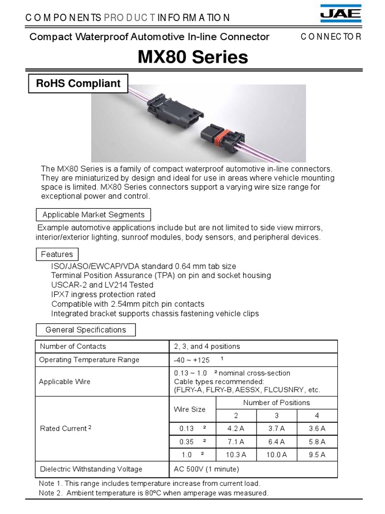Mx80 Series: Rohs Compliant | PDF | Electrical Connector | Electrical ...