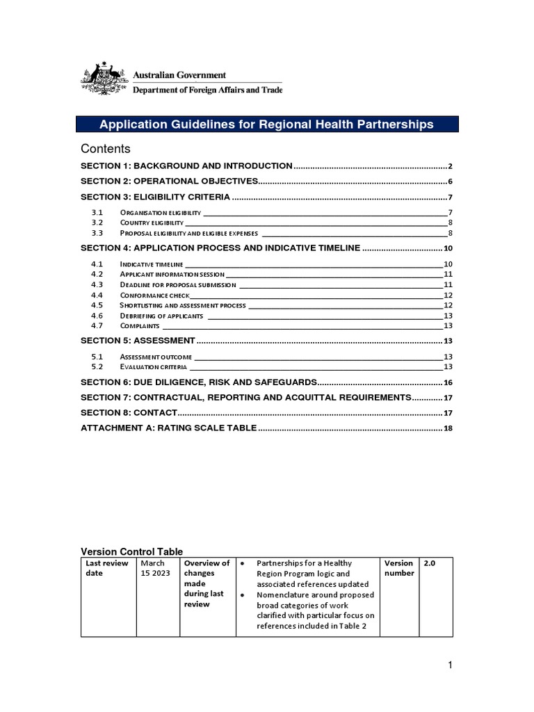 Regional Health Partnerships - Application Guidelines - Updated 15 March V2.0 | Download Free ...