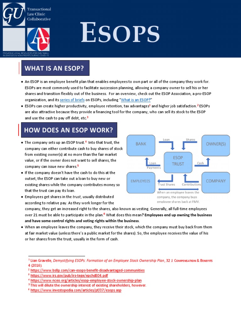 ESOPS Info Sheet | PDF | Stocks | Employment