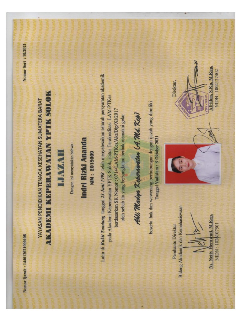 Ijazah Akademi Perawat Solok | PDF