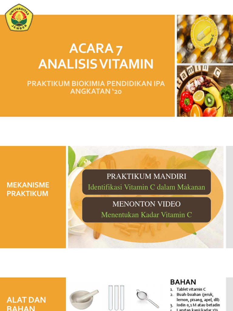 Acara 7 Praktikum Biokimia - Analisis Vitamin | PDF Acara 7 Praktikum Biokimia - Analisis Vitamin | PDF