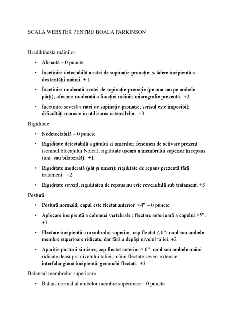 Scala Webster Pentru Boala Parkinson | PDF