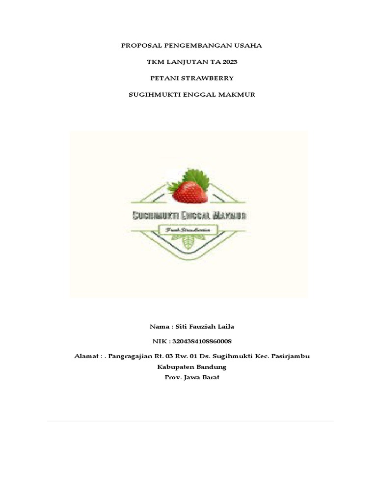 PROPOSAL TKM LANJUTAN 2023 sugema | PDF