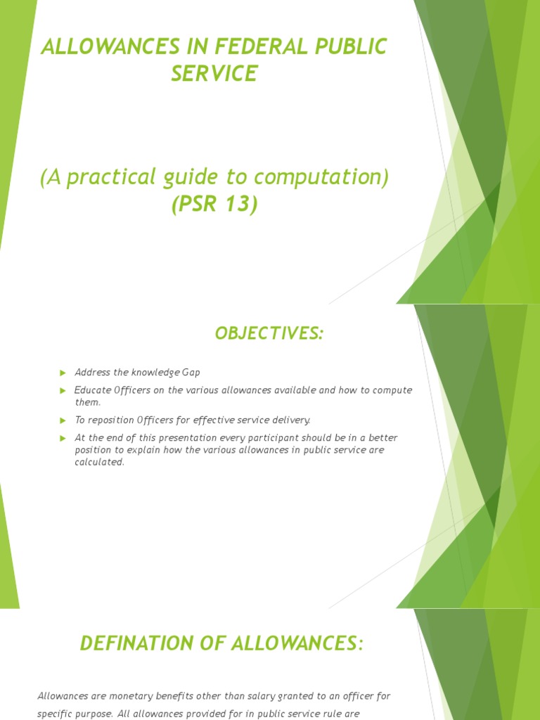 PSR-Allowances-presentation (1) | PDF | Overtime | Salary